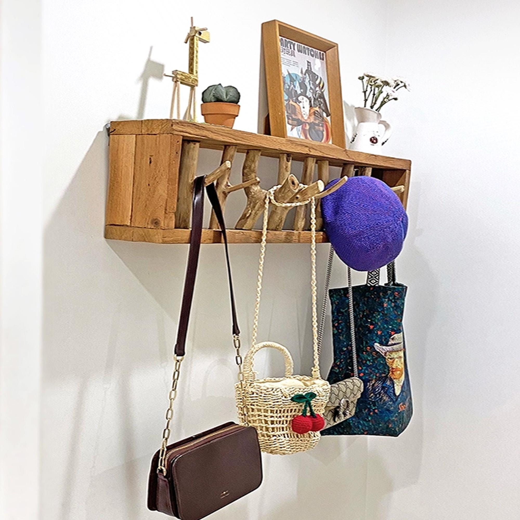 Tree Branch Coat Hooks Solid Wood Rustic Coat Rack Wall Mount Driftwood ...