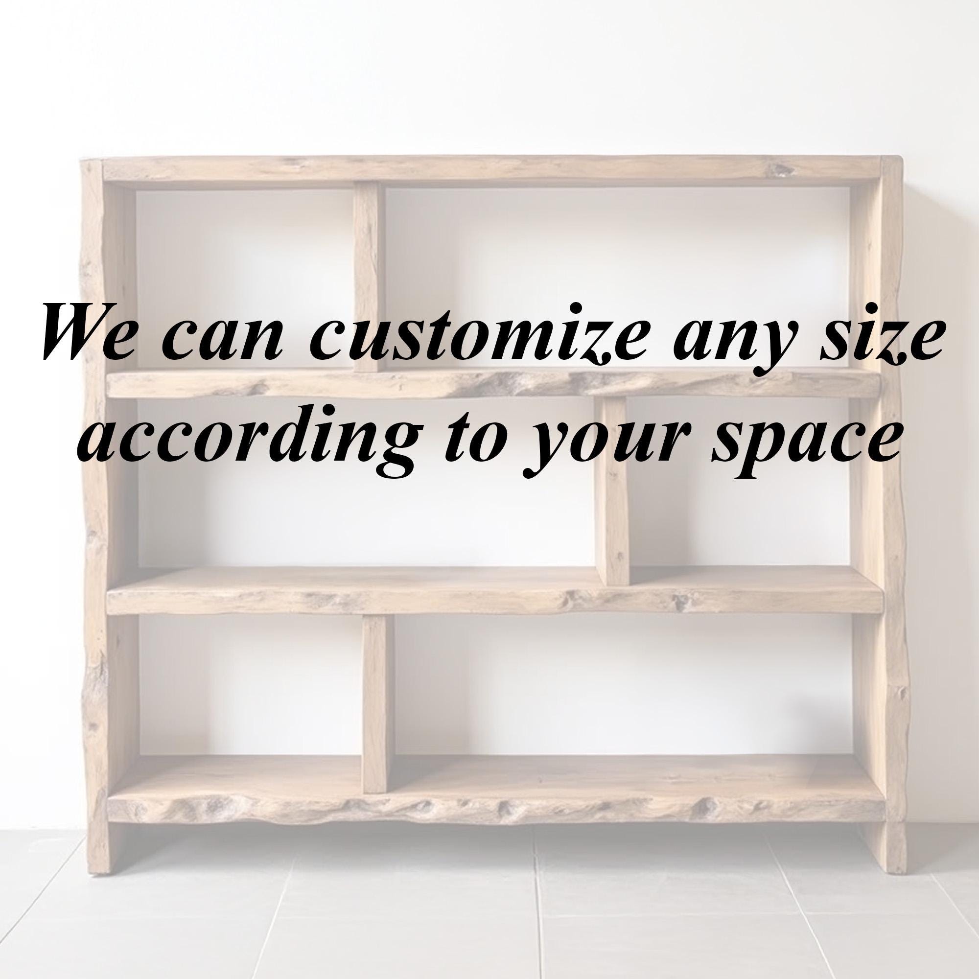 Live Edge Wood Shelf Floor Bookcase Solid Wood Bookshelf Mid Century ...