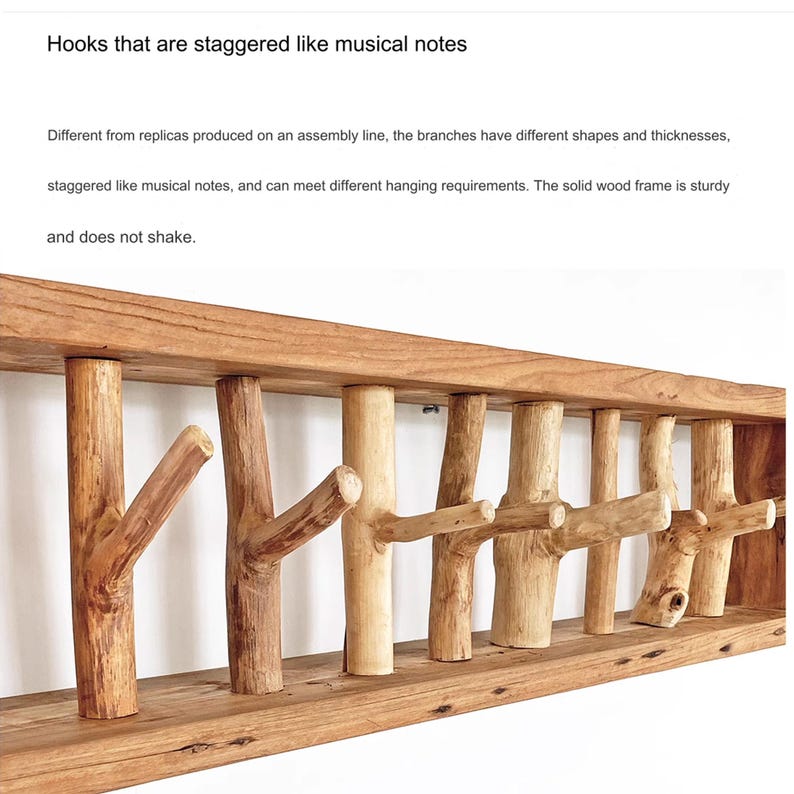 Tree Branch Coat Hooks Solid Wood Rustic Coat Rack Wall Mount Driftwood ...