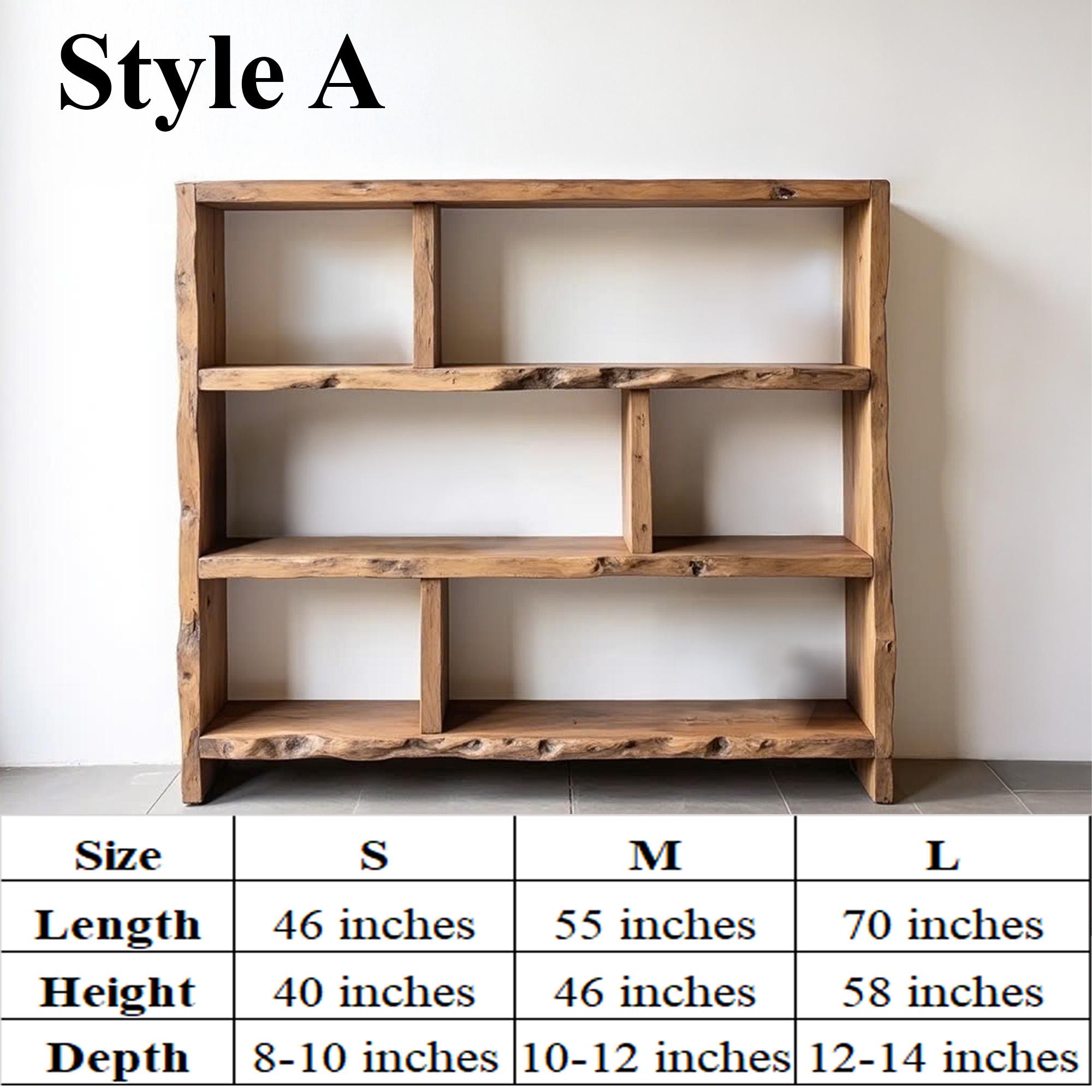 Live Edge Wood Shelf Floor Bookcase Solid Wood Bookshelf Mid Century ...