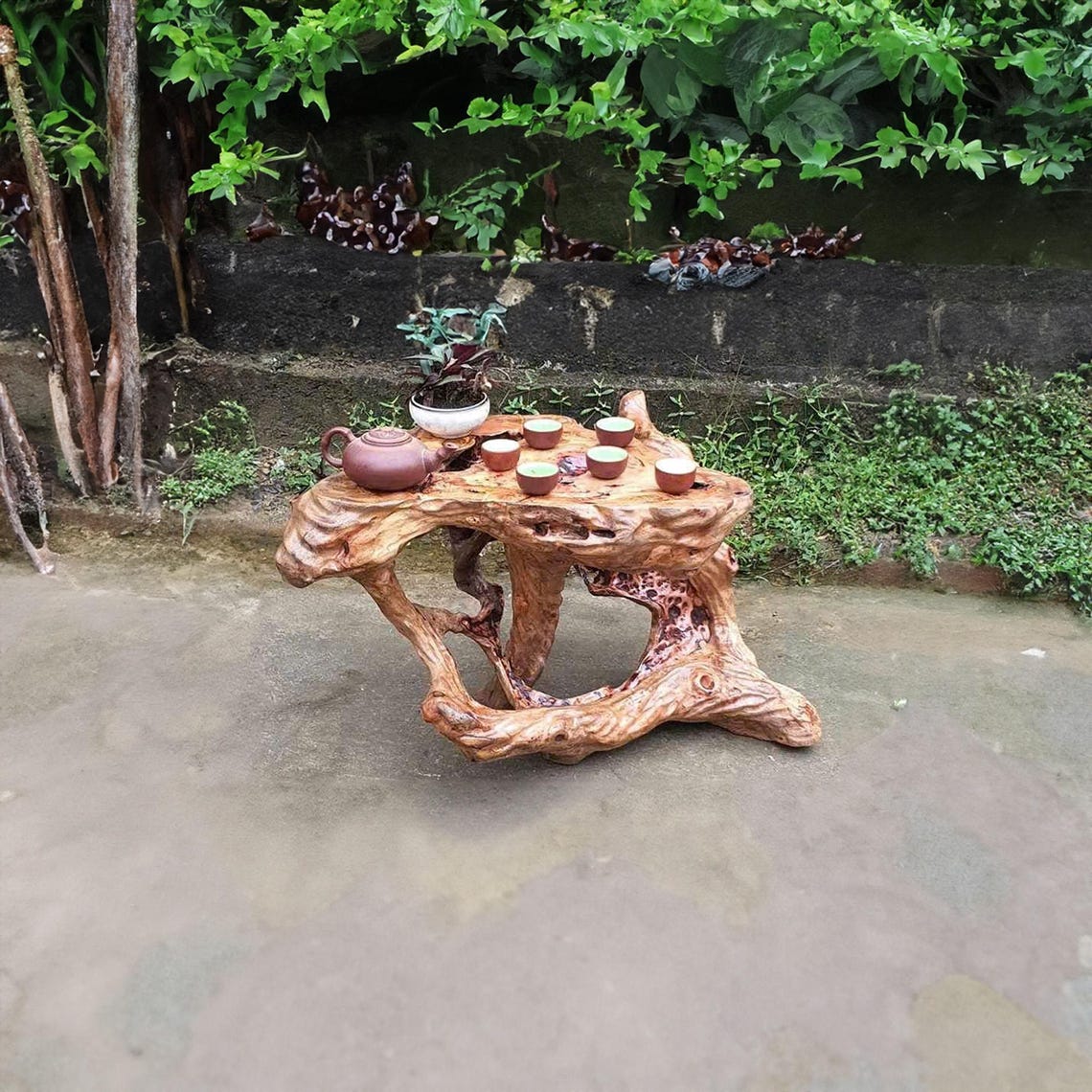 Rustic Wooden Coffee Table Small Coffee Table Rustic Round Low Tea ...