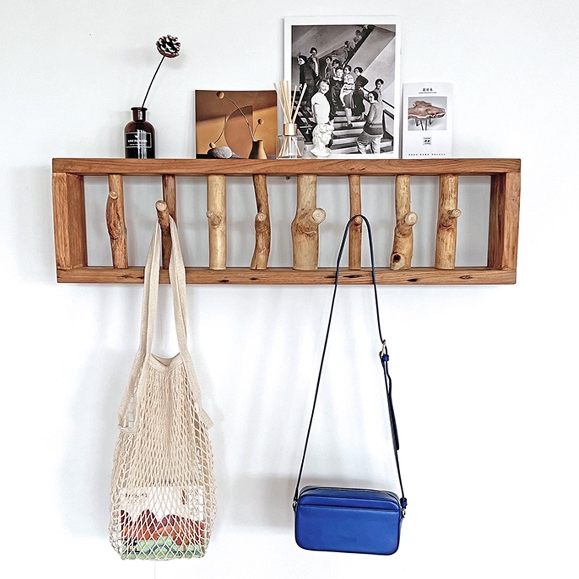 Tree Branch Coat Hooks Solid Wood Rustic Coat Rack Wall Mount Driftwood ...