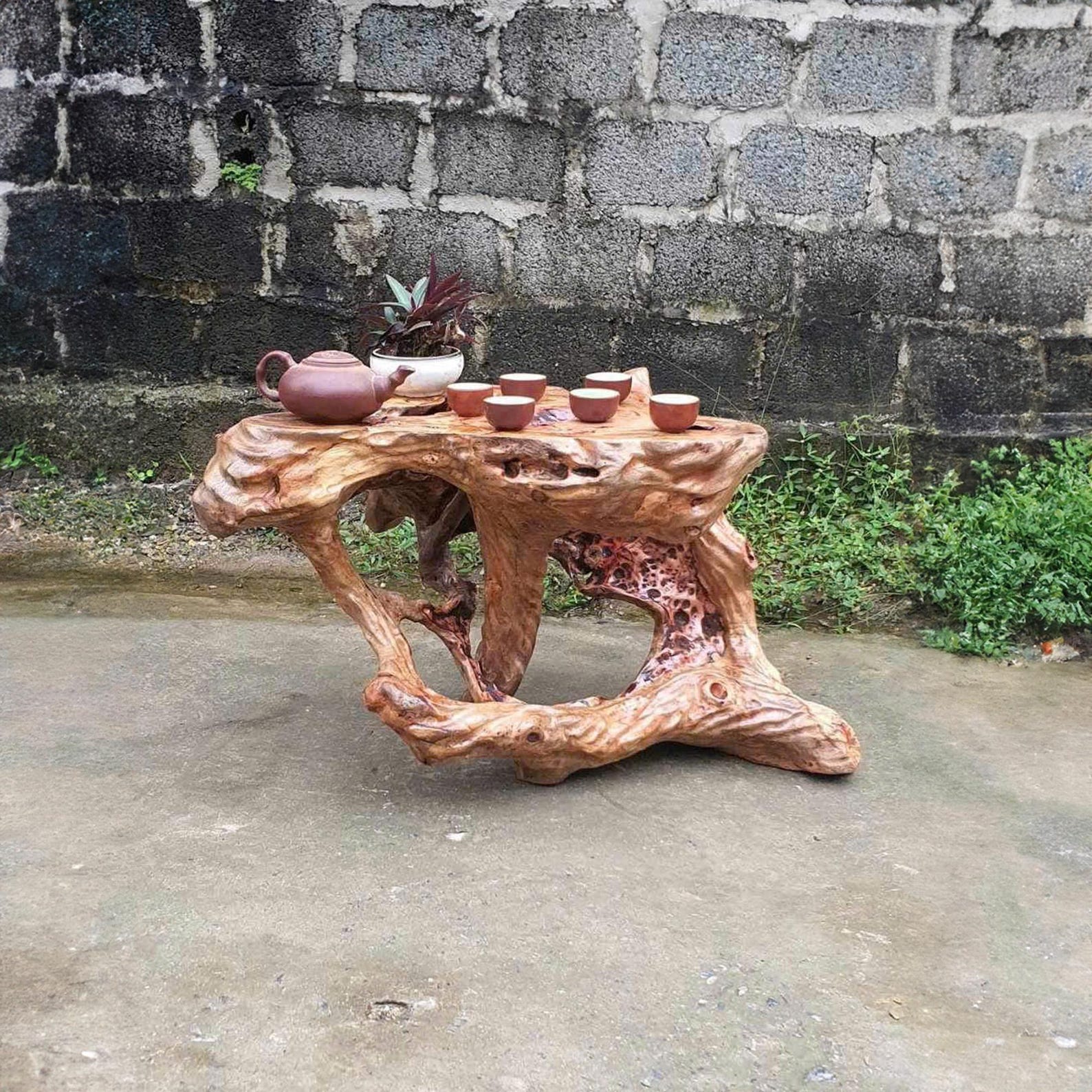 Rustic Wooden Coffee Table Small Coffee Table Rustic Round Low Tea ...