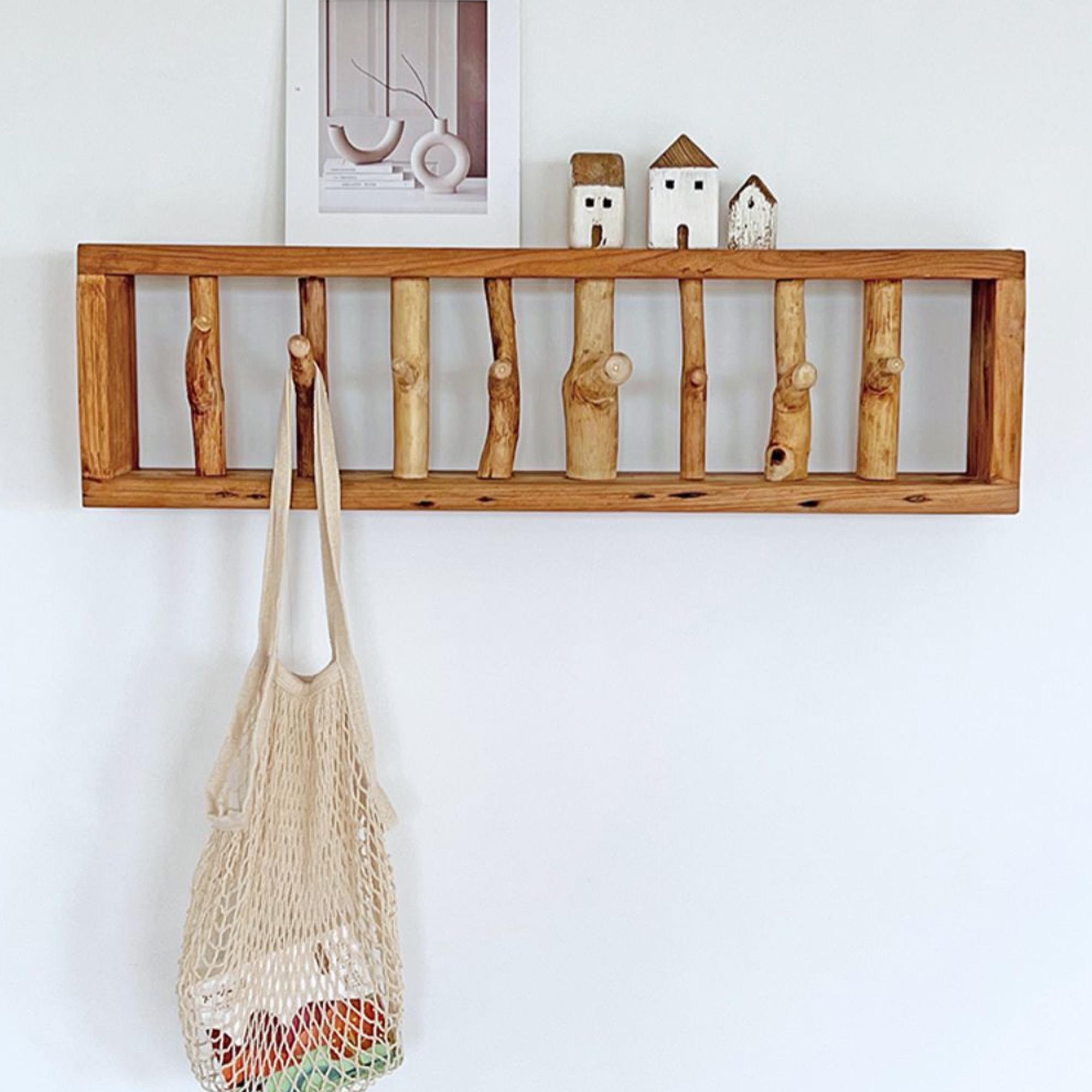 Tree Branch Coat Hooks Solid Wood Rustic Coat Rack Wall Mount Driftwood ...