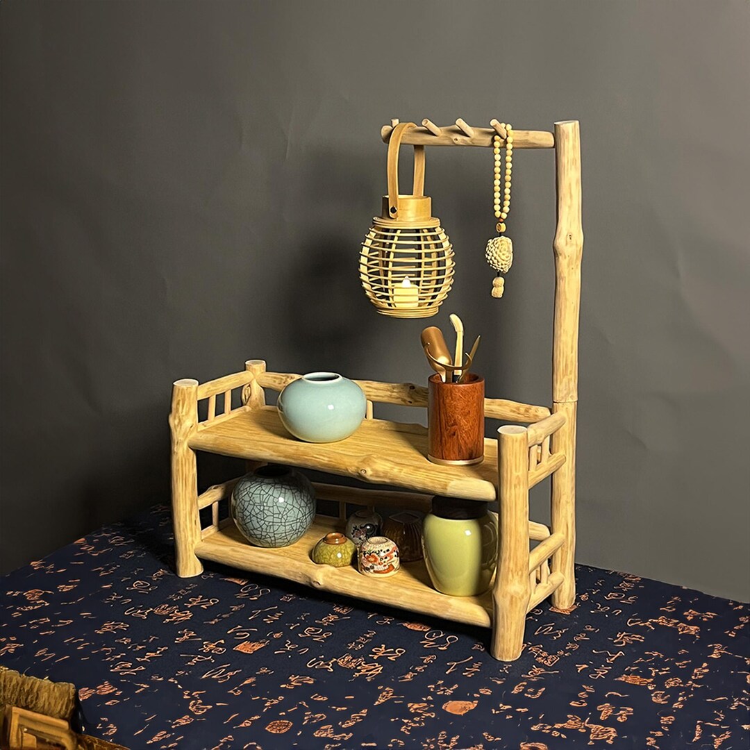 Storage Tea Set Holder Display Shelf Teacup Storage Rack Bogu Shelf Mid ...