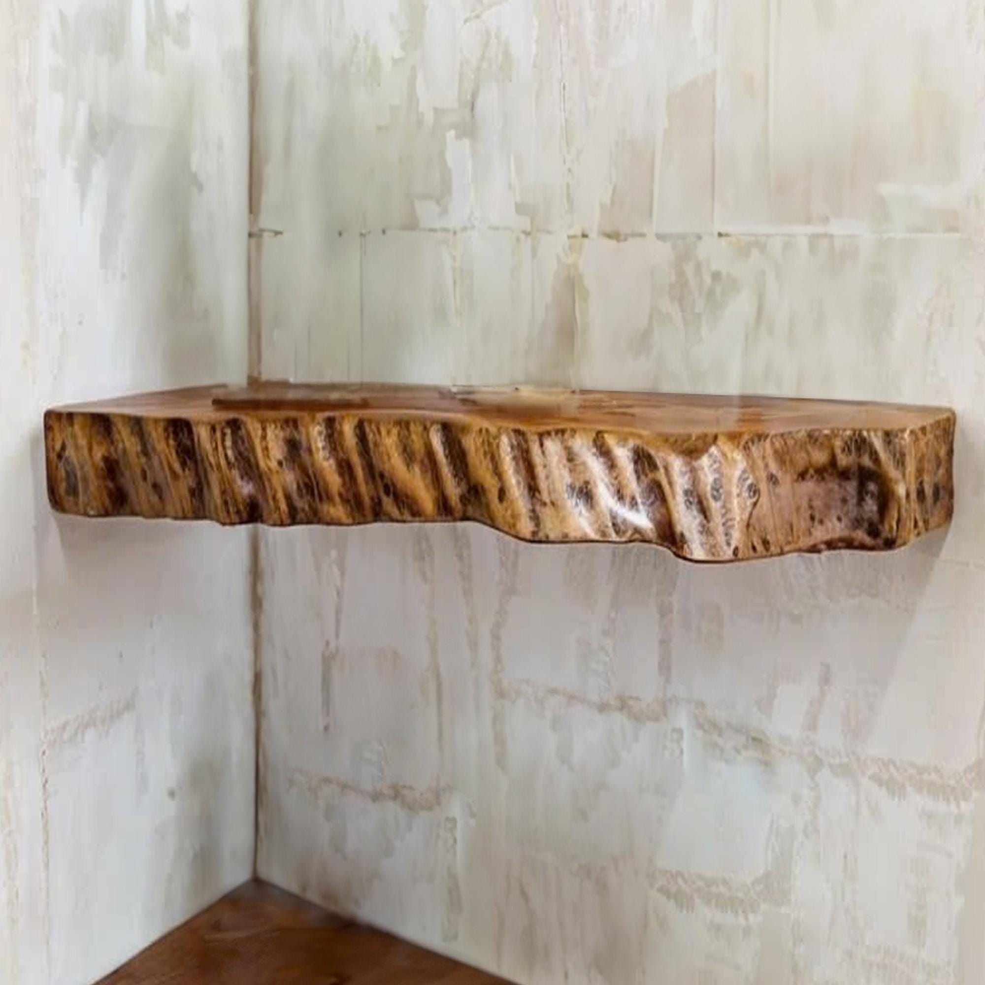 Floating Corner Shelf Live Edge Wood Shelf Walnut Shelves Wall Mount ...