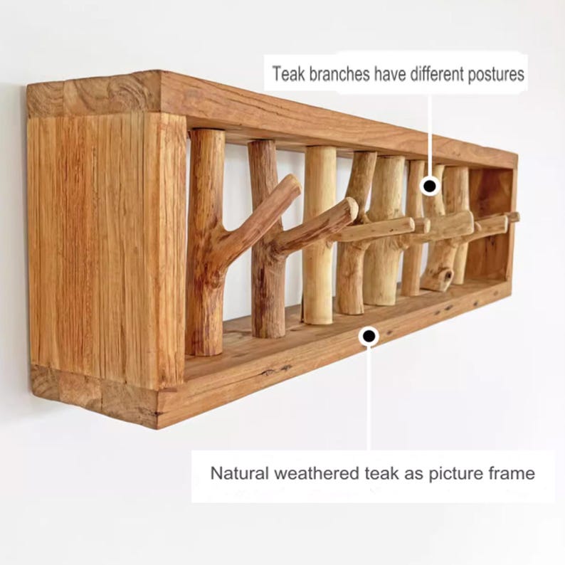 Tree Branch Coat Hooks Solid Wood Rustic Coat Rack Wall Mount Driftwood ...