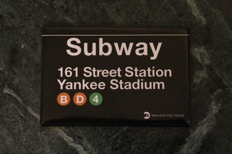Yankee Stadium Replica Subway Sign on a 2x3 Refrigerator | Etsy