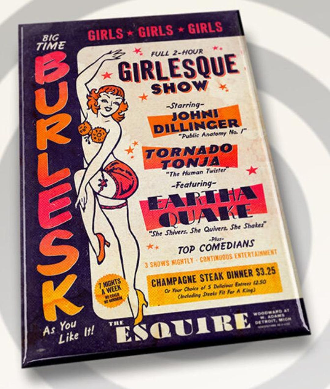 Burlesque Show at the Esquire Lounge Poster Reproduced on a 2x3 Metal ...