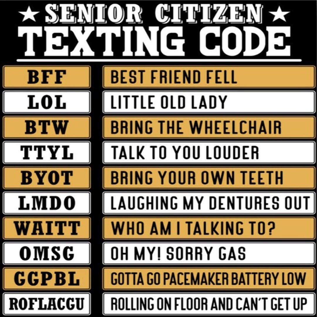 Senior Citizen Texting Codes,all on a 2.5 Square Metal Magnet. A Great ...