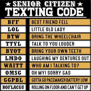 Senior Citizen Texting Codes,all on a 2.5 Square Metal Magnet. A Great ...