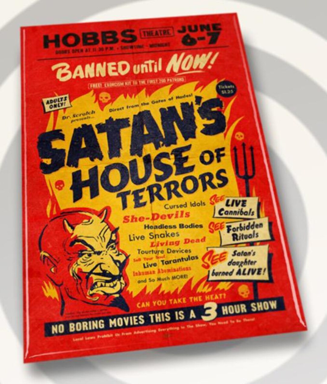 Satans House of Terror Magnet: Horror Theater Poster, Glossy Finish - Etsy