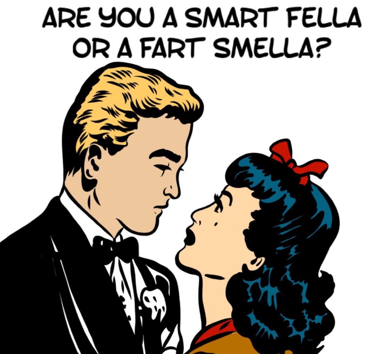Smart Fella or Fart Smella Magnet - Funny Retro Style 2.5" Square ...