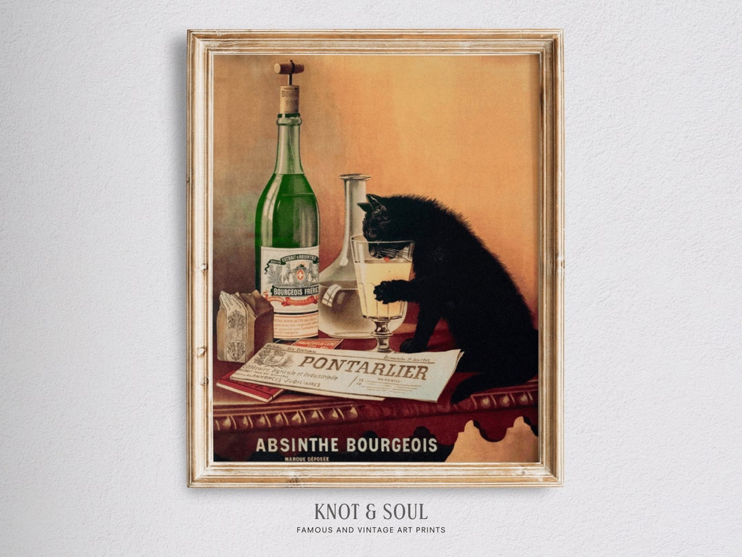 Black Cat Art Absinthe Bourgeoise Black Cat Vintage Cat Art Quality ...