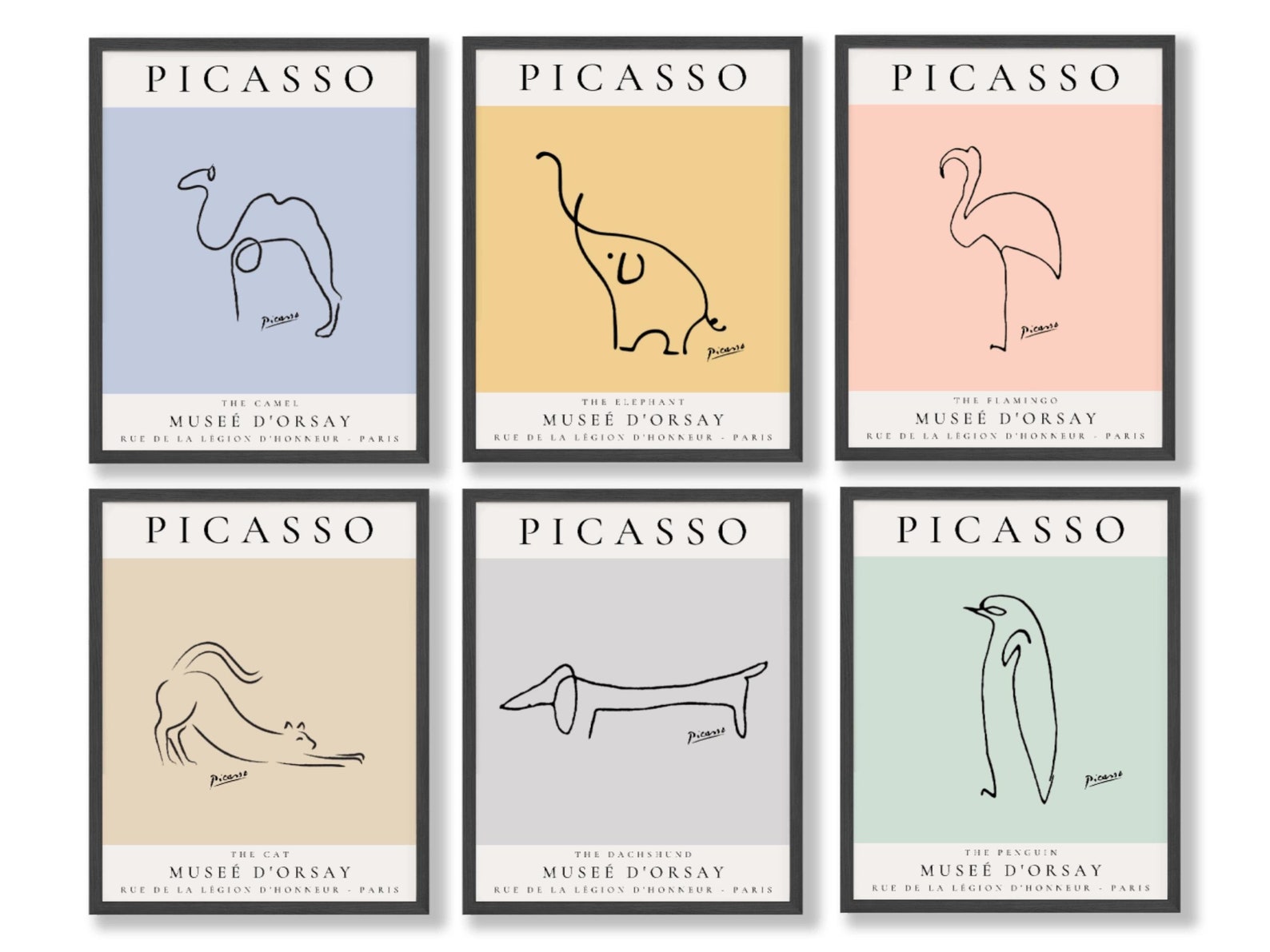 Picasso Animals Art Print Set If 6 Classic Art Gallery Wall - Etsy