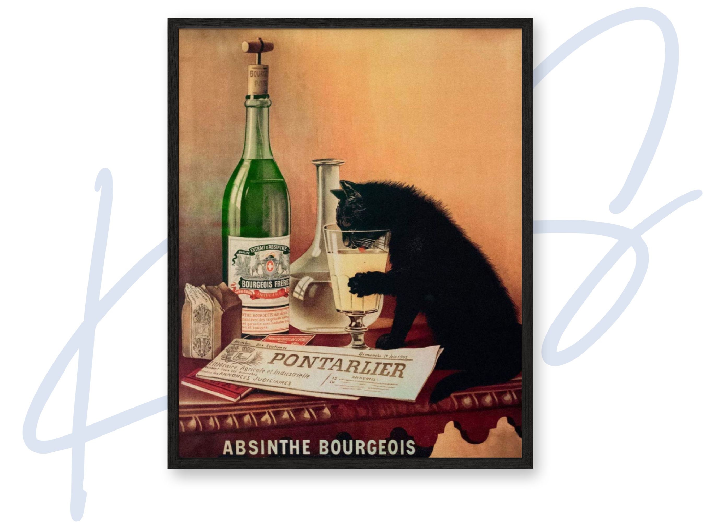 Black Cat Art Absinthe Bourgeoise Black Cat Vintage Cat - Etsy