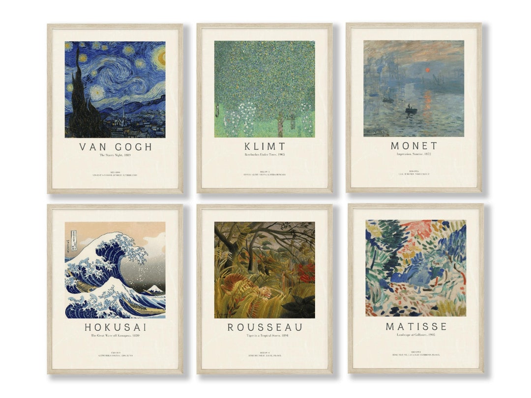 Famous Art Print Set of 6, Classic Art Gallery Wall, Gallery Wall Set ...