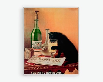 Absinthe Cat Art - Etsy
