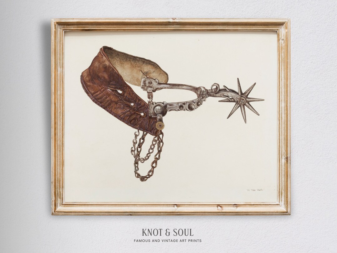 Vintage Cowboy Spur Painting Desert Wall Art Rustic Boho Painting Earth ...