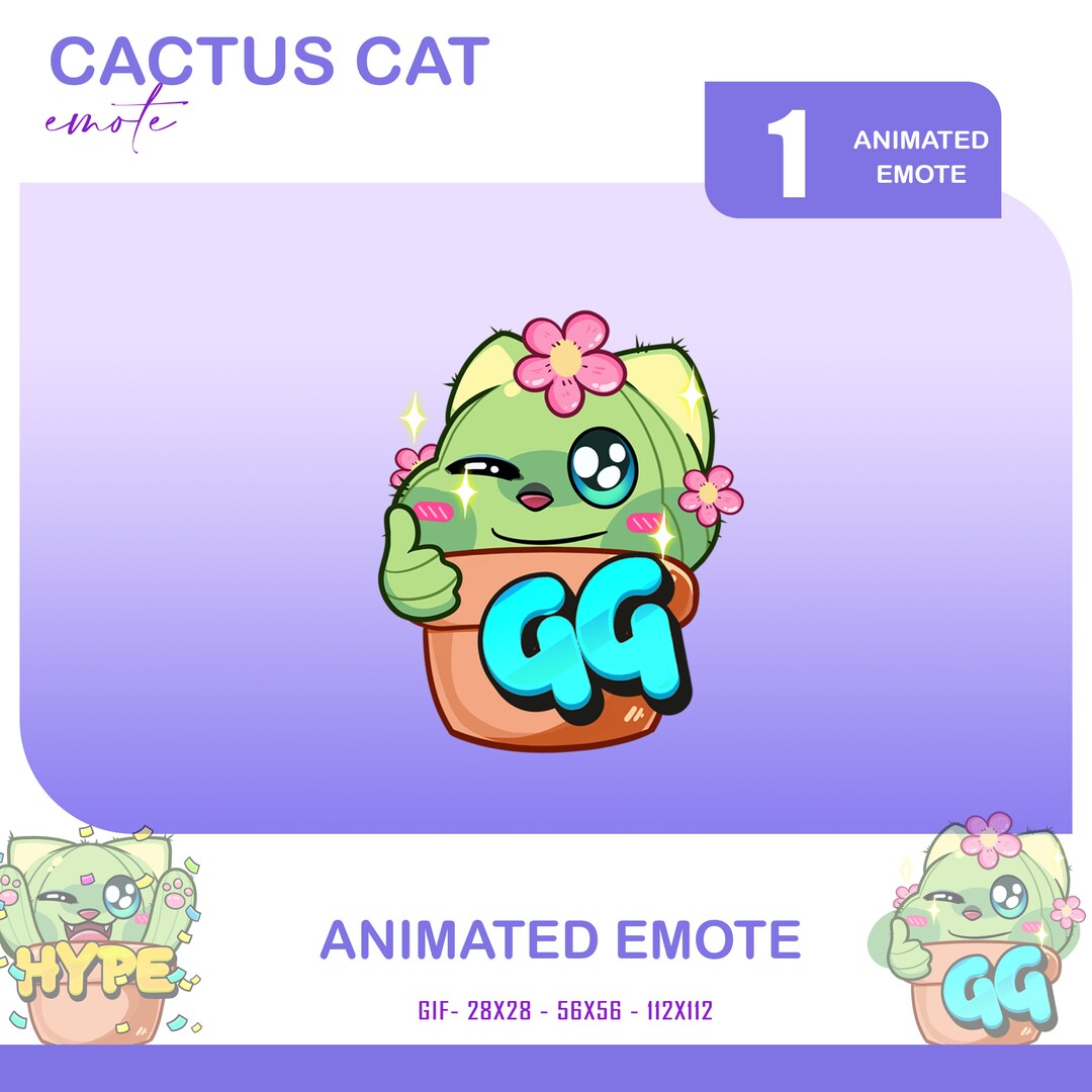 GG Cactus Cat Animated Emote, Animated Funny Good Game Cactus Cat ...