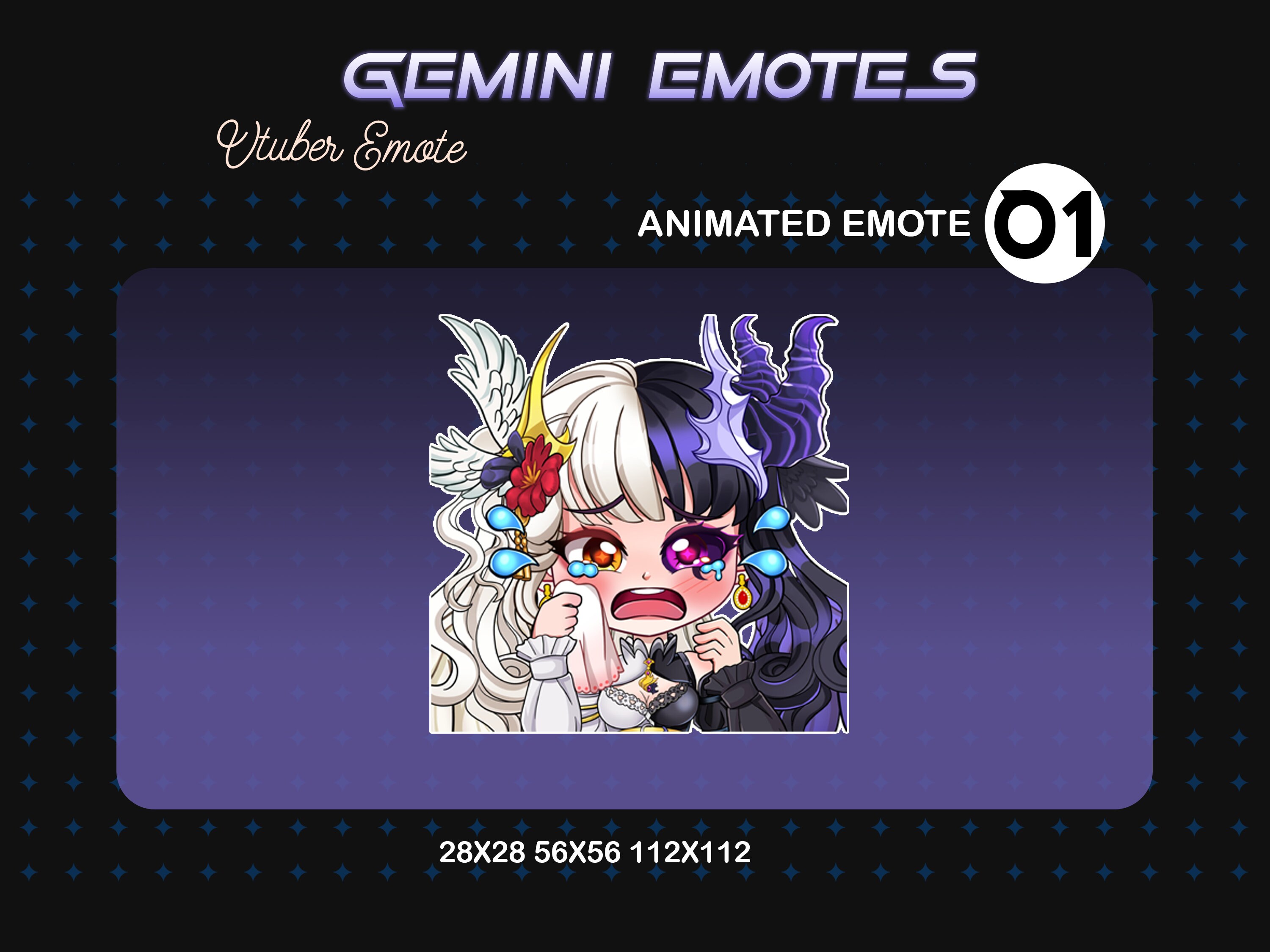 Crying Gemini the Zodiac Live2d Model Animated Emote, Animated Emote ...