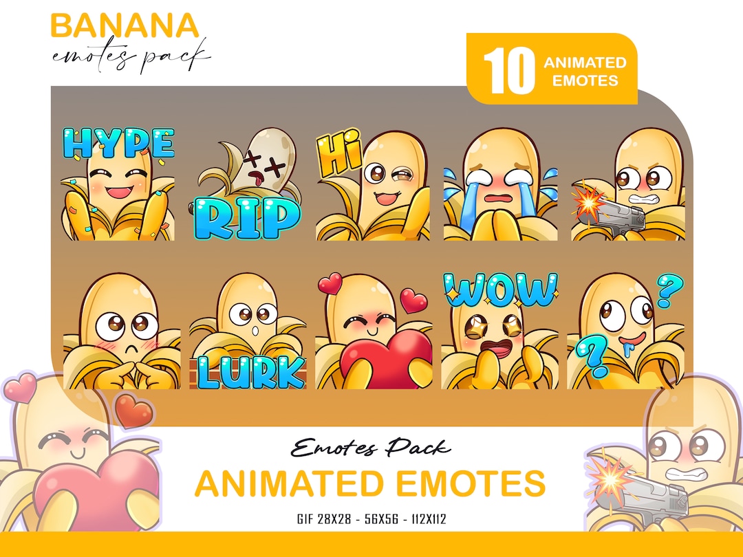 10 Banana Animated Emotes Pack: Twitch, Discord, Youtube (GIF) - Etsy ...