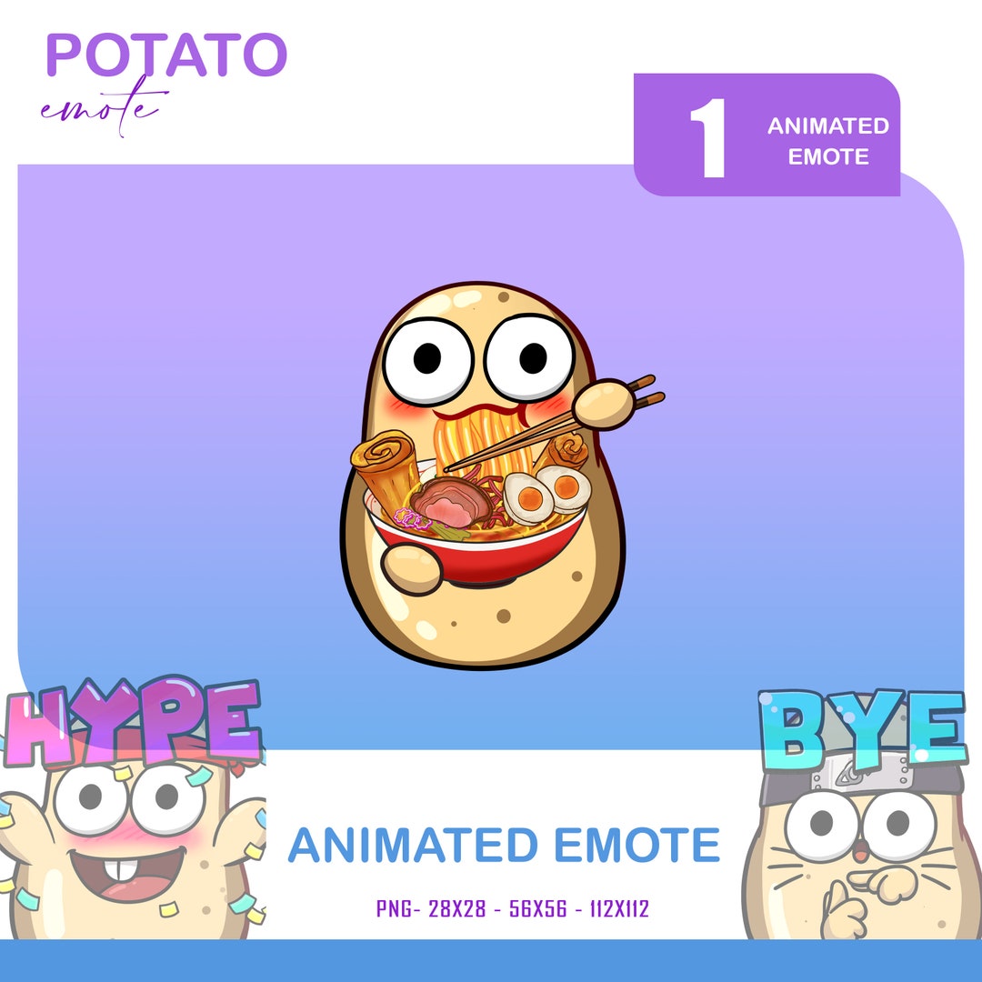 Eating Ramen Potato Animated Emote, Animated Eating Potato Twitch ...