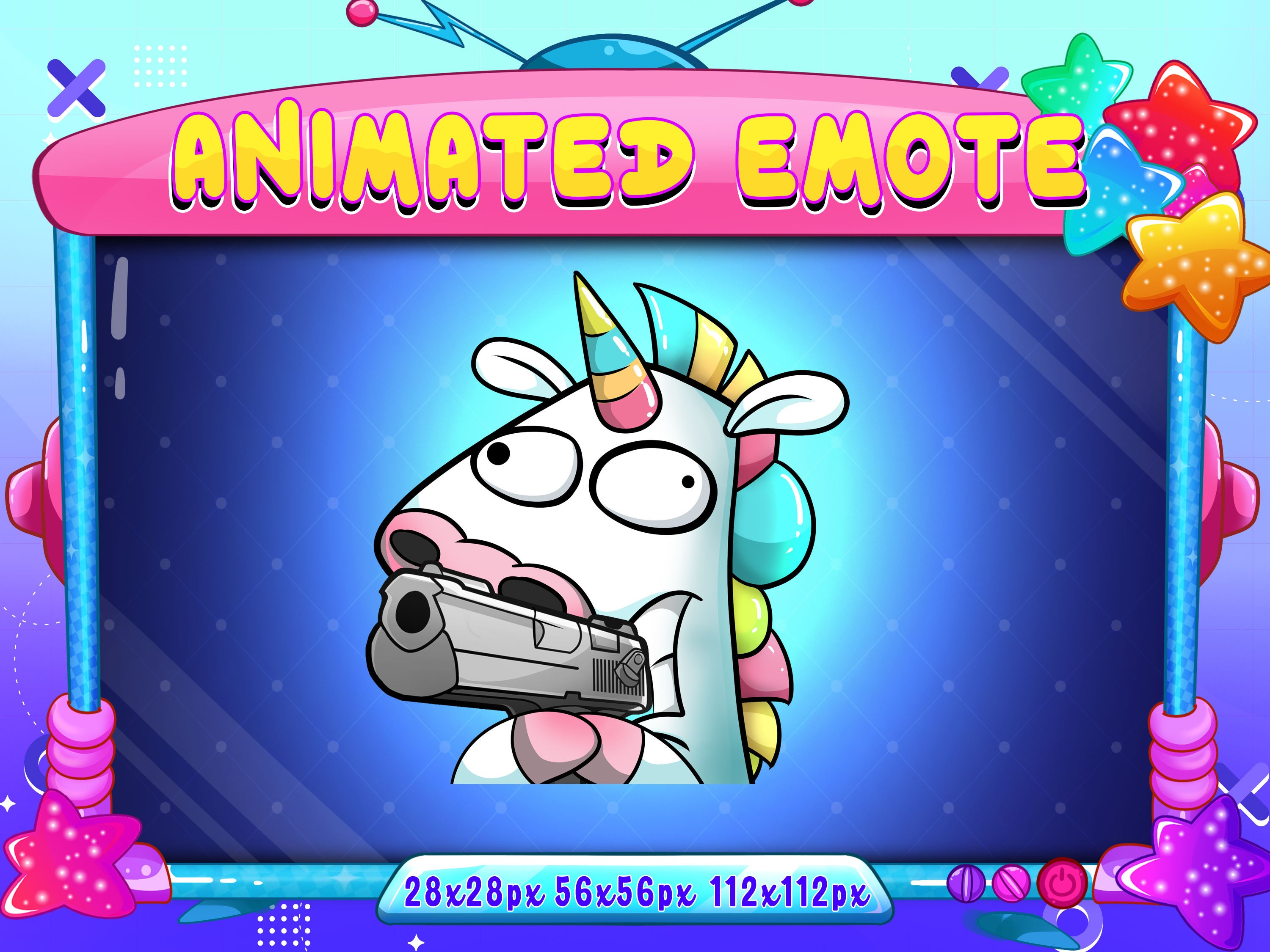 Unicorn Gun Shoot Animated Emote Unicorn Animated Twitch - Etsy