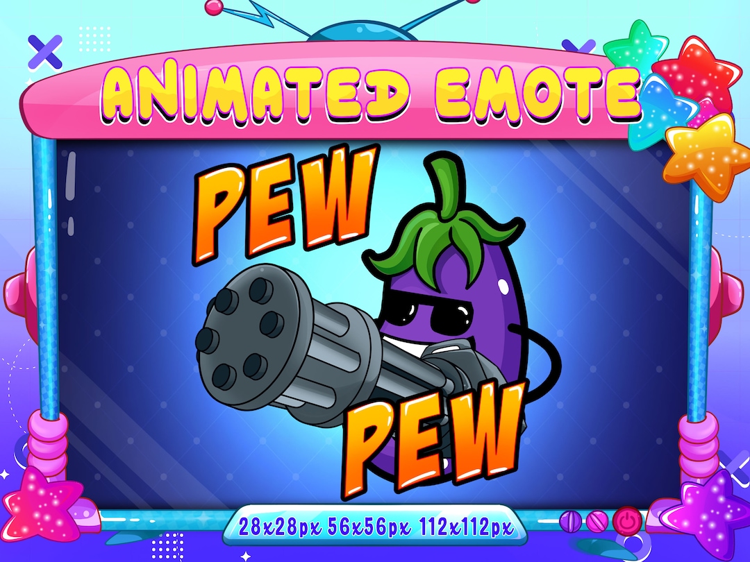 Pew Pew Eggplant Machine Gun Animated Emote, Eggplant Shooting Discord ...