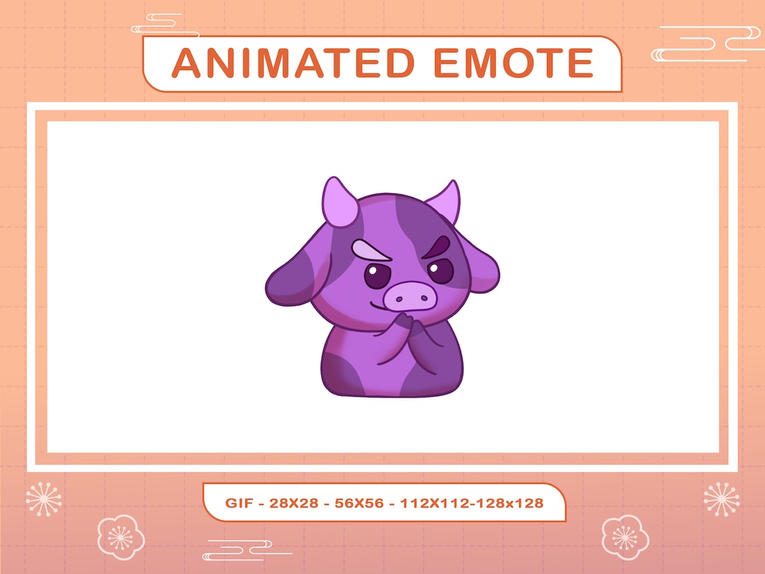 Evil Smile Cow Animated Emote, Animated Purple Cow Evil Smile Emote ...