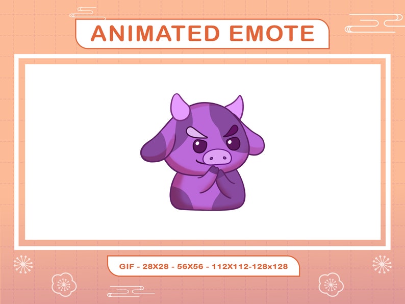 Evil Smile Cow Animated Emote, Animated Purple Cow Evil Smile Emote ...