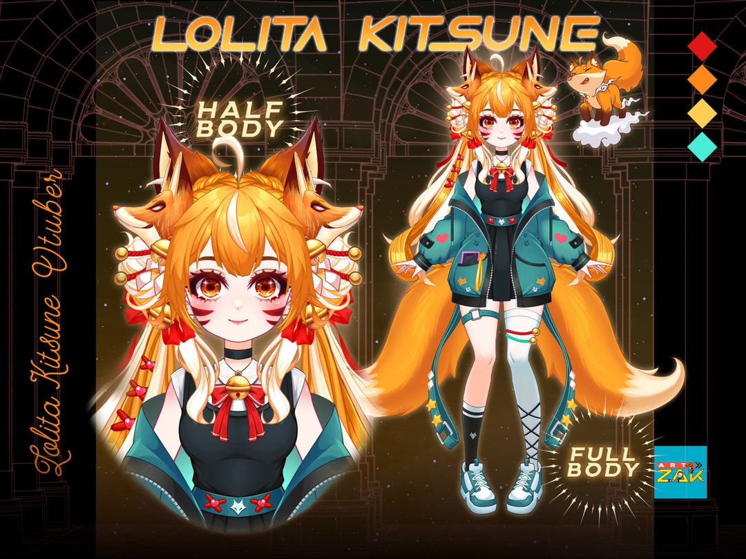 Kitsune Lolita Nine-tailed Fox Vtuber Model, Yumeko the Kitsune Fox ...
