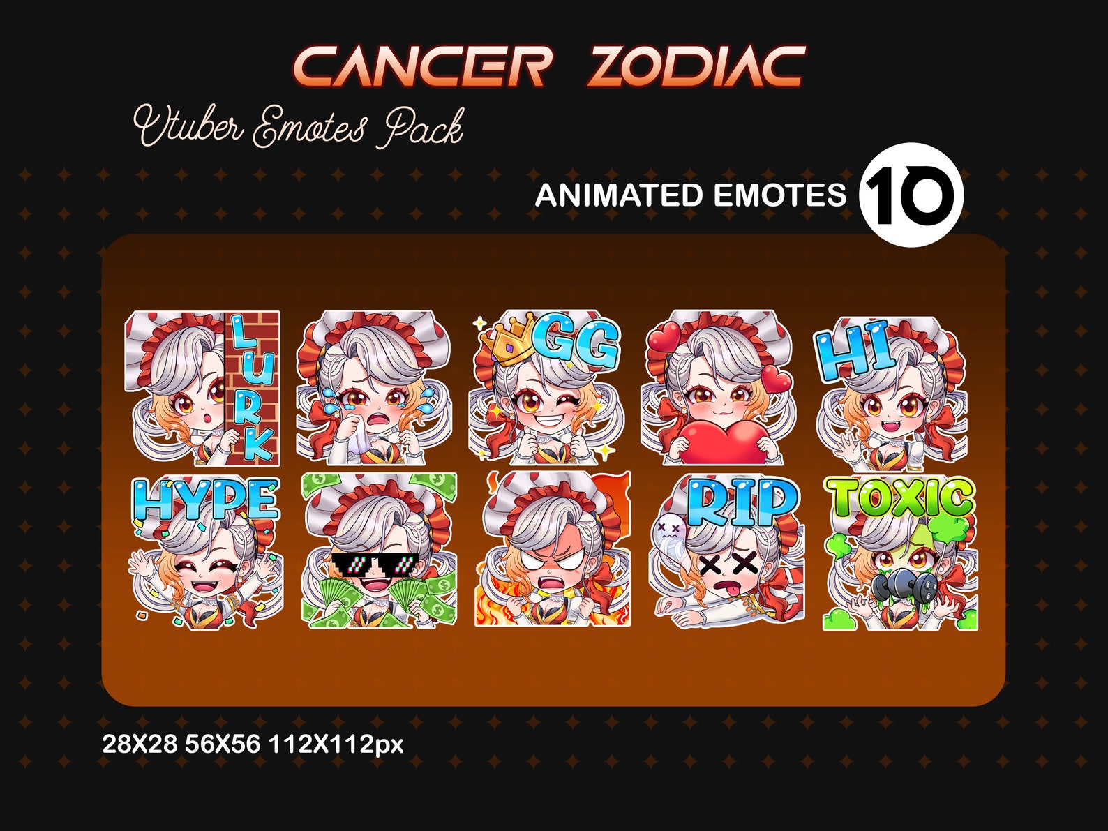 Cancer Live2d Model Animated Emotes Pack, 10 Animated Emotes Pack for ...