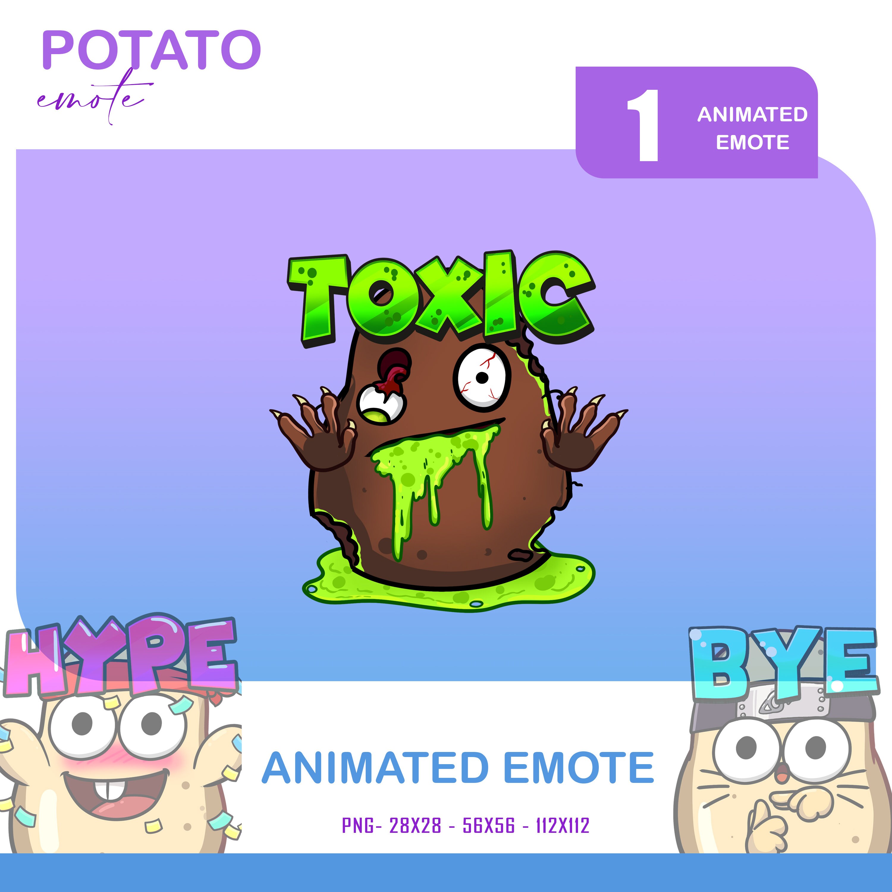 Toxic Potato Animated Emote, Animated Funny Toxic Potato Twitch Discord ...