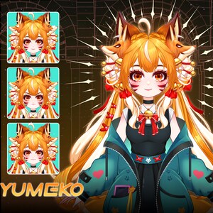 Kitsune Lolita Nine-tailed Fox Vtuber Model, Yumeko the Kitsune Fox Live2d Premade Ready to Use ...