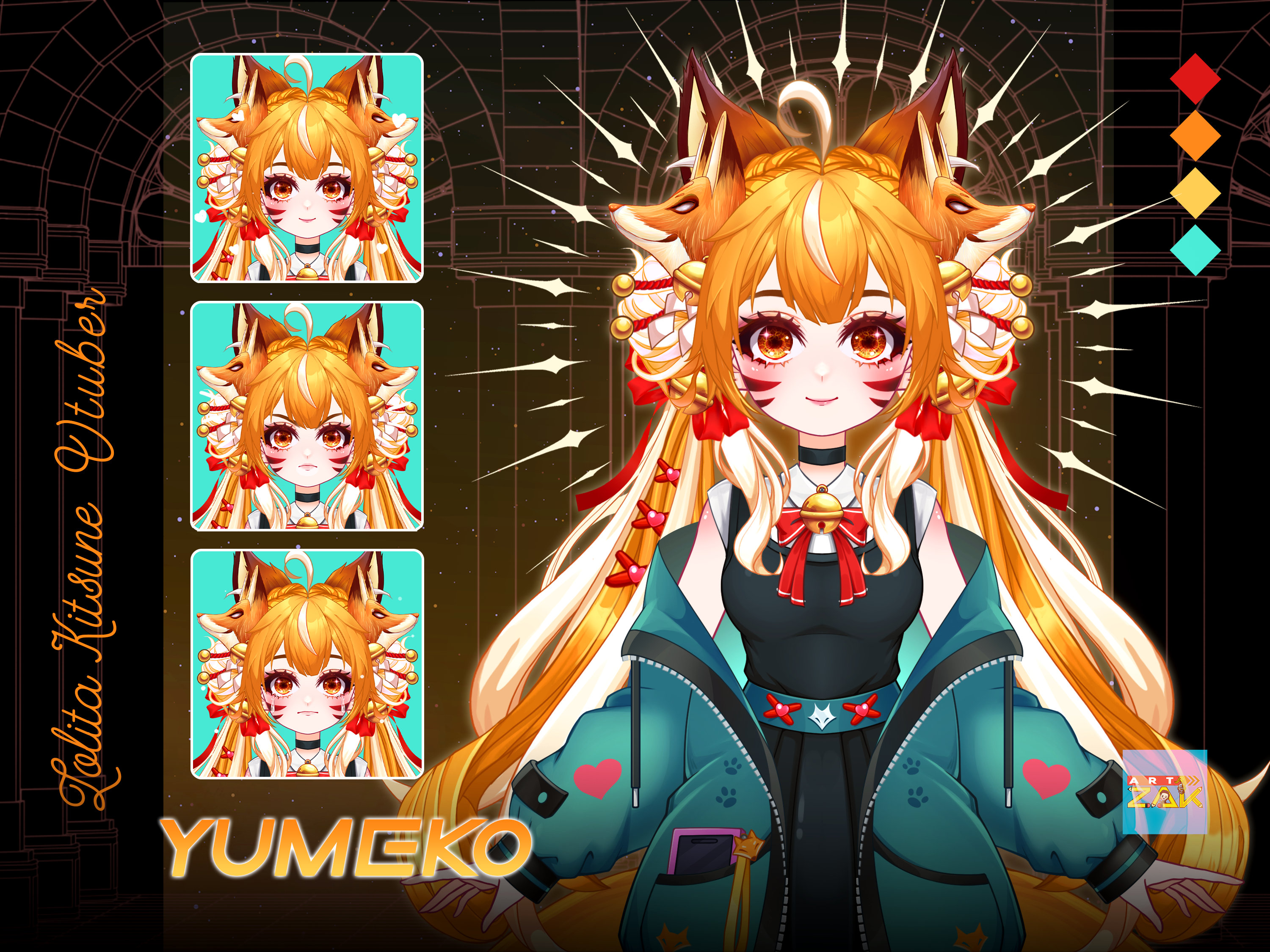 Kitsune Lolita Nine-tailed Fox Vtuber Model, Yumeko the Kitsune Fox ...