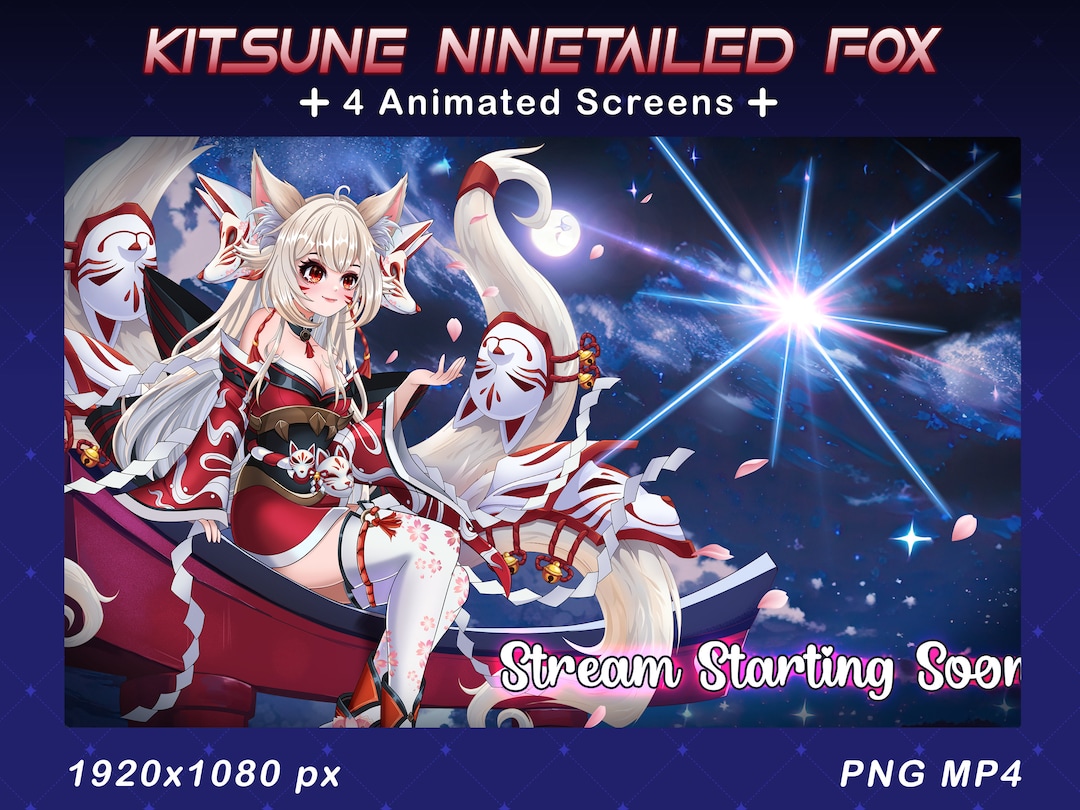 Kitsune Ninetailed Fox Animated Screens: Twitch Overlay (digital ...