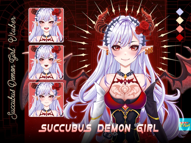 Succubus Demon Girl Live2d Full Body Vtuber Model Commercial - Etsy Canada