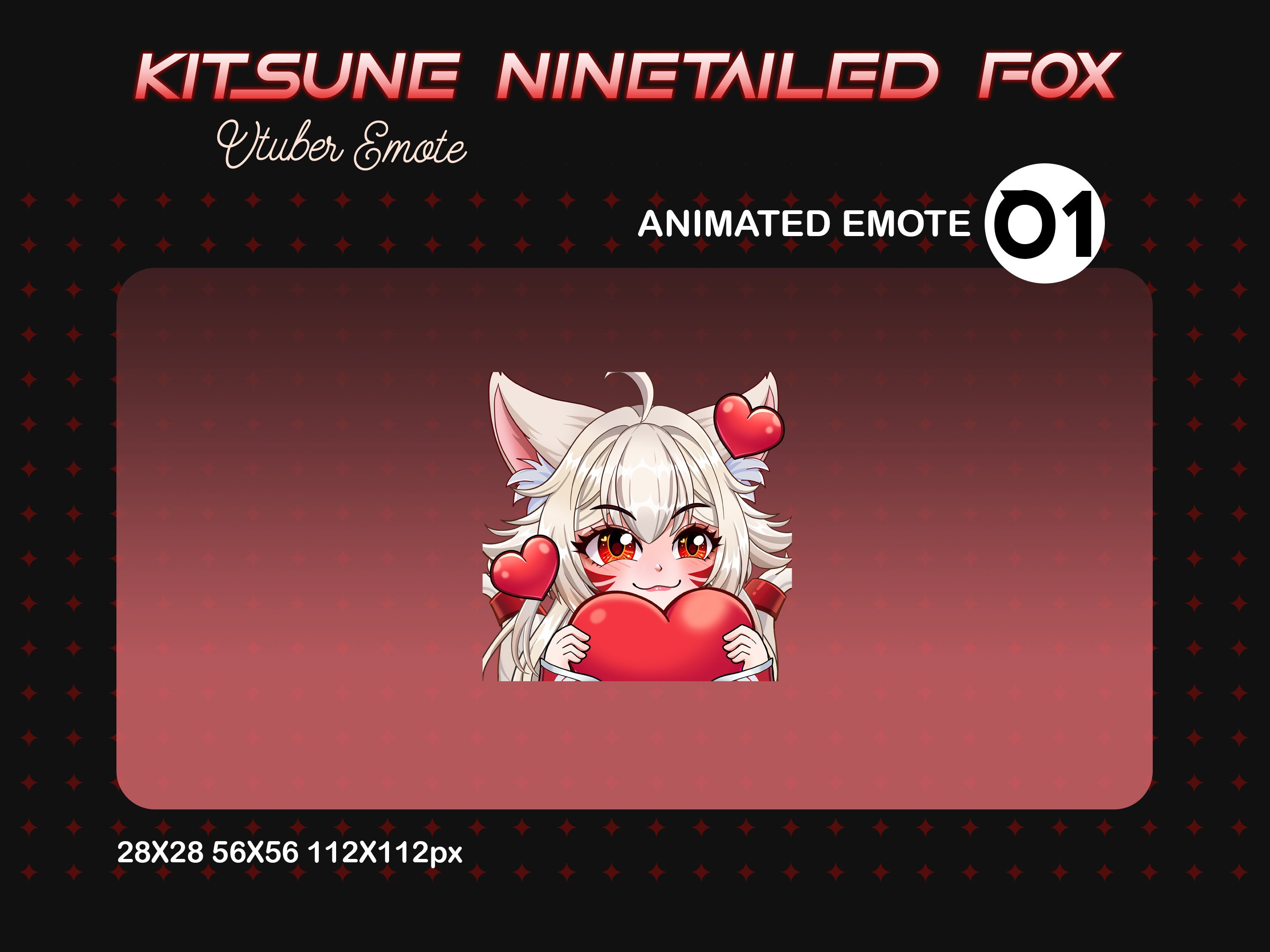 Heart Love Kitsune Ninetailed Fox Live2d Model Animated Emote, Love Fox ...