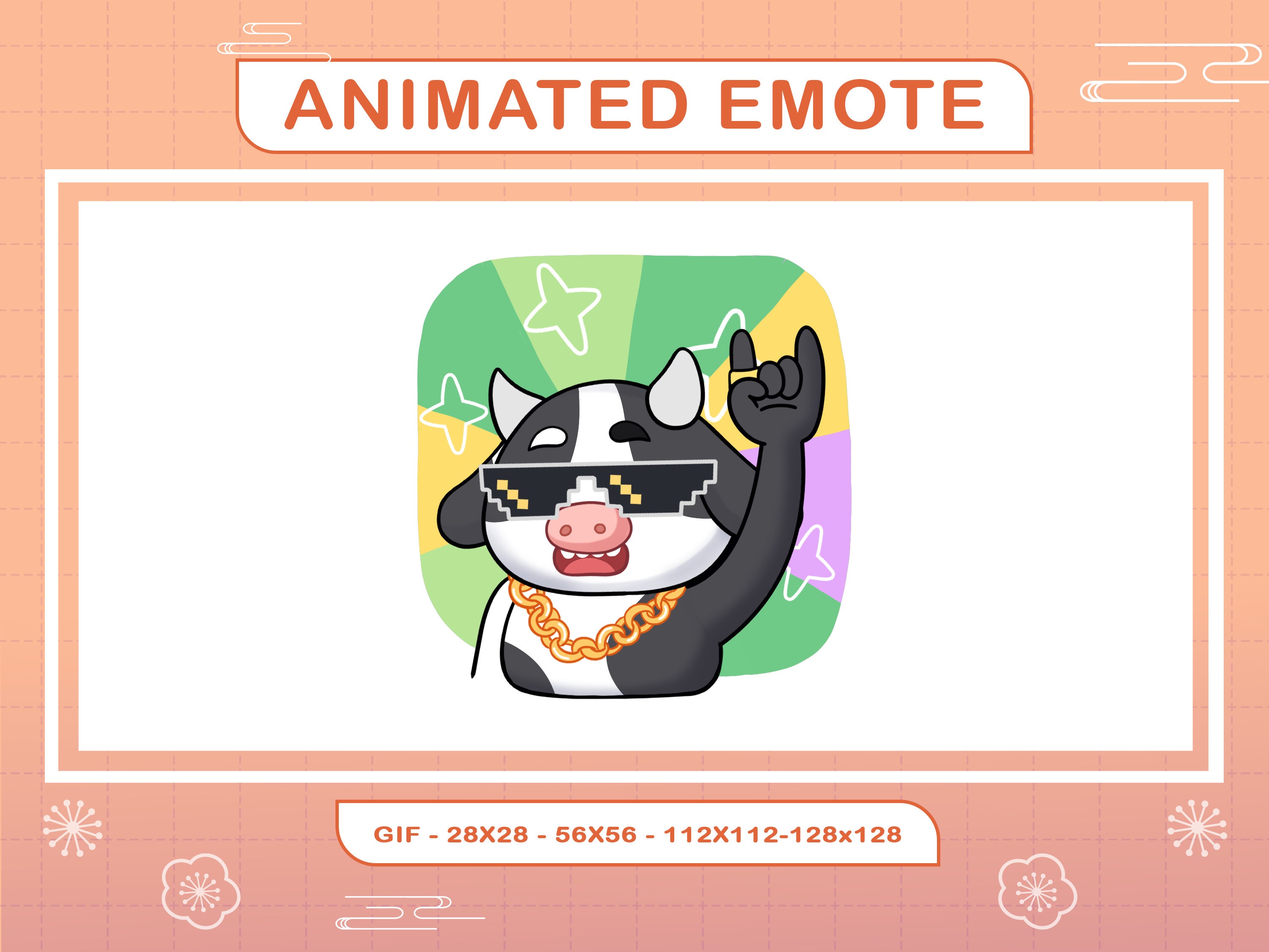 DJ Cow Animated Emote: Twitch, Discord, Youtube (GIF) - Etsy