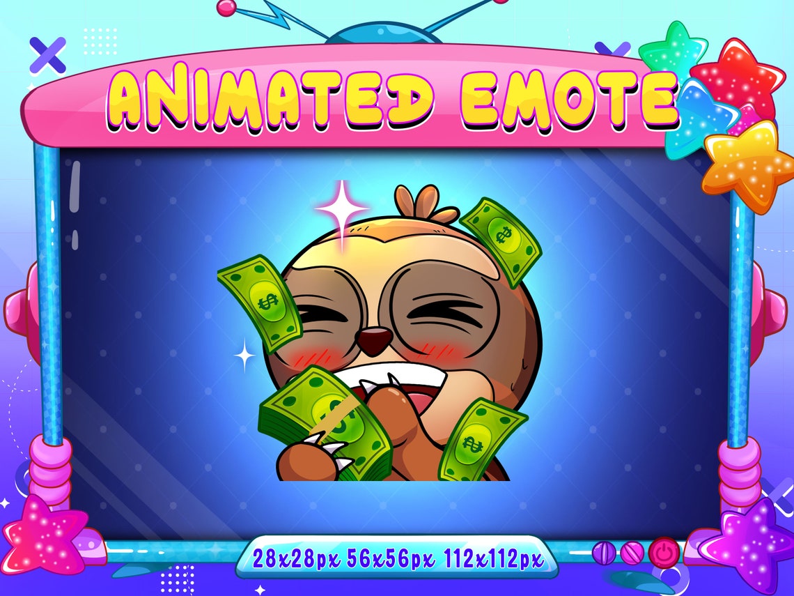 Counting Money Sloth Animated Emote, Animated Funny Sloth Twitch ...