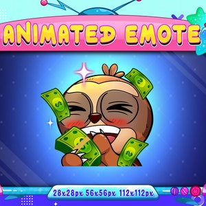 Counting Money Sloth Animated Emote, Animated Funny Sloth Twitch ...