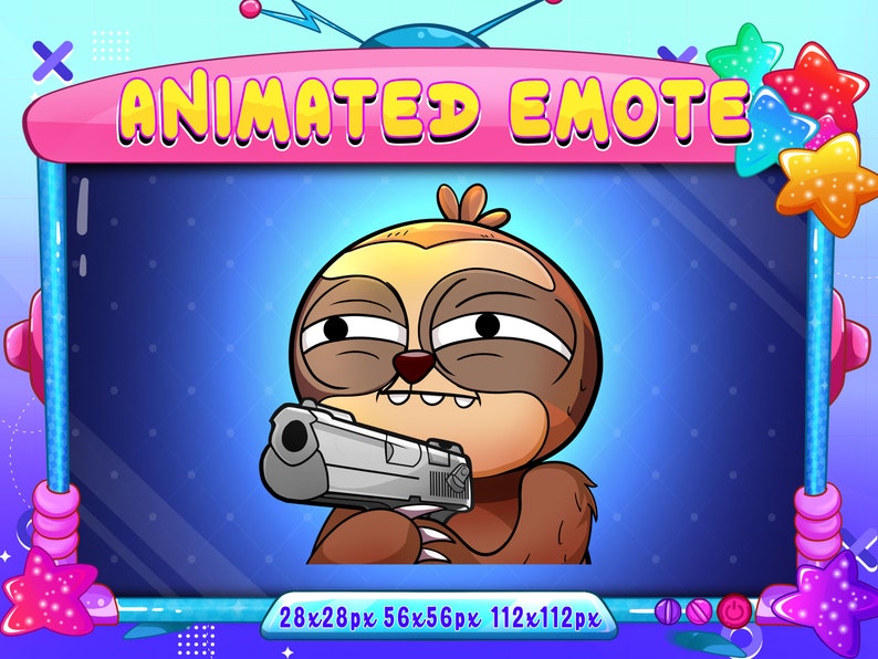 Sloth Gun Shoot Animated Emote, Sloth Animated Twitch Discord Youtube ...