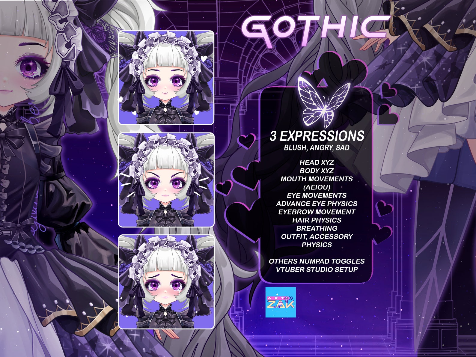Gothic Lolita Live2d Full Body Vtuber Model, Gothic Girl Live2d Vtuber ...
