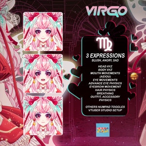 Virgo Zodiac Live2d Vtuber Model: Full Body Anime Girl - Etsy