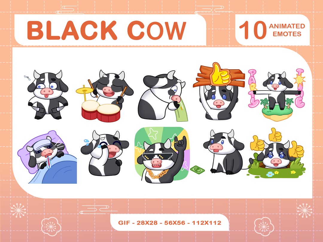 Funny Cow Animated Emotes: Twitch, Discord, Youtube (GIF) - Etsy