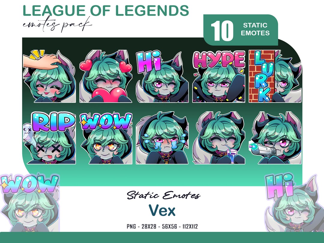 10 Vex League of Legends Emotes Pack, Hi, Wow Vex Twitch Discord ...