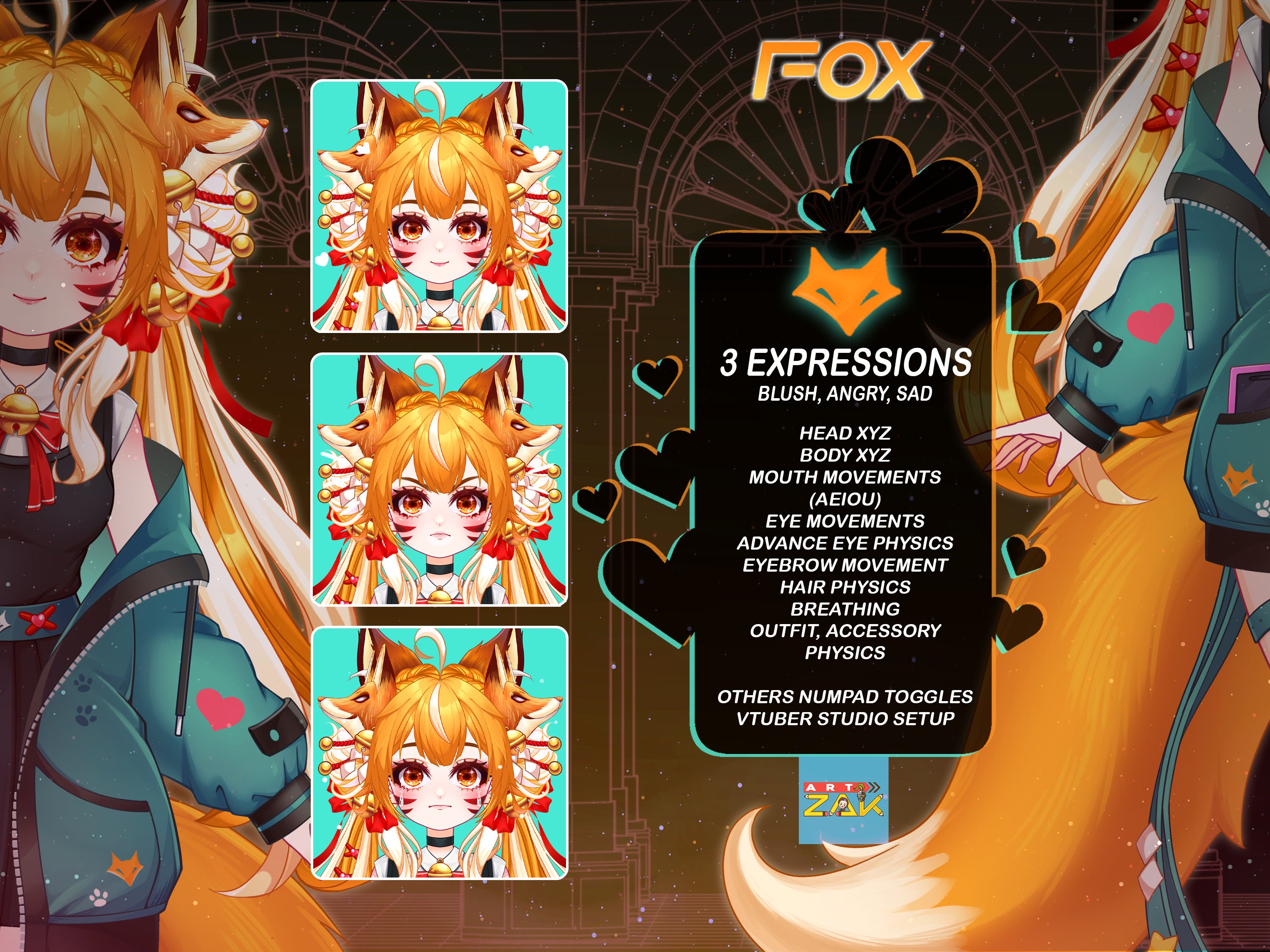 Kitsune Lolita Nine-tailed Fox Vtuber Model, Yumeko the Kitsune Fox ...