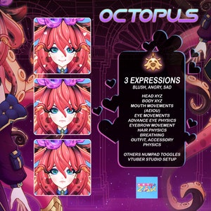 Octopus Girl Live2d Vtuber Model: Full Body Concept Art - Etsy