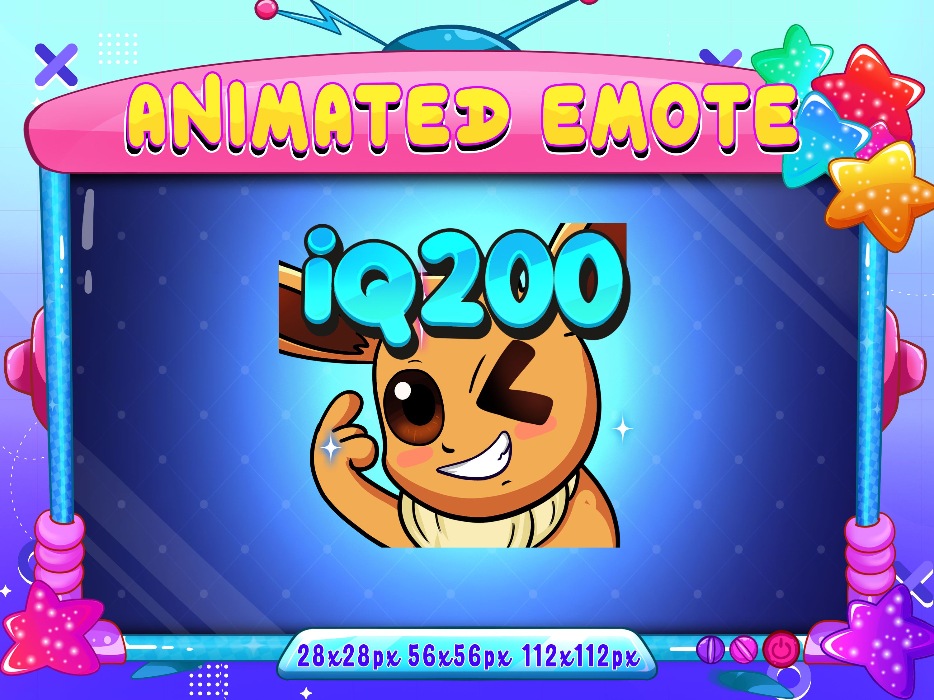 IQ 200 Eevee Animated Emote, Animated IQ 200 Eevee Twitch Discord Youtube Emote, Funny IQ 200 ...
